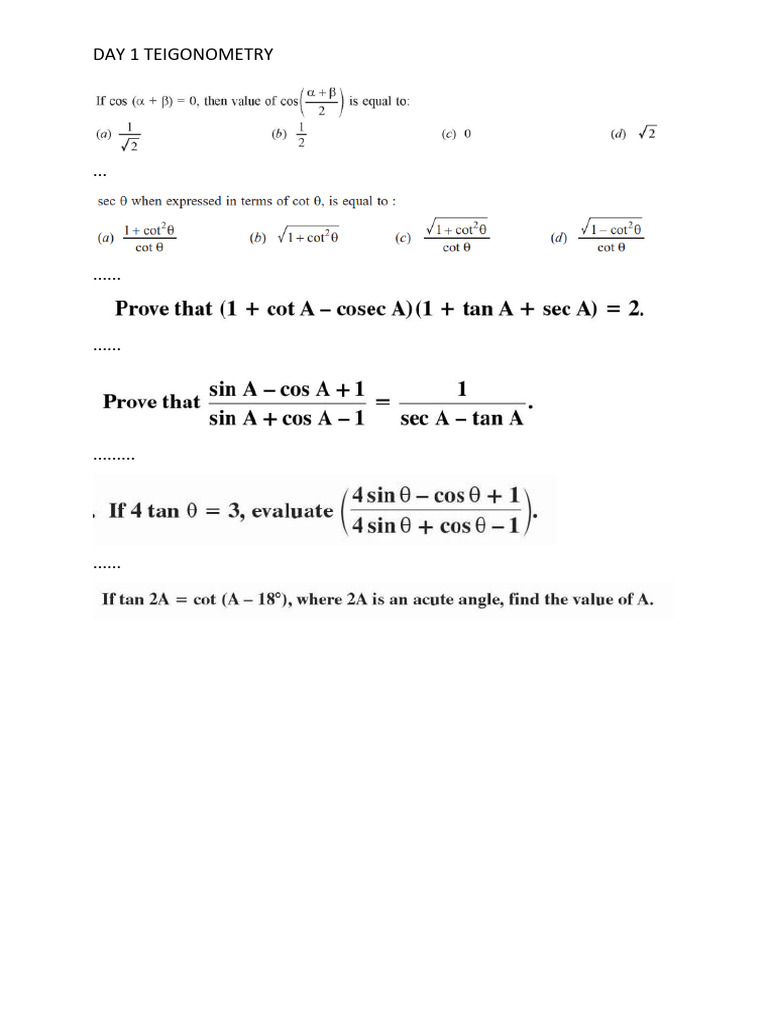 Trig Day 1 10TH | PDF