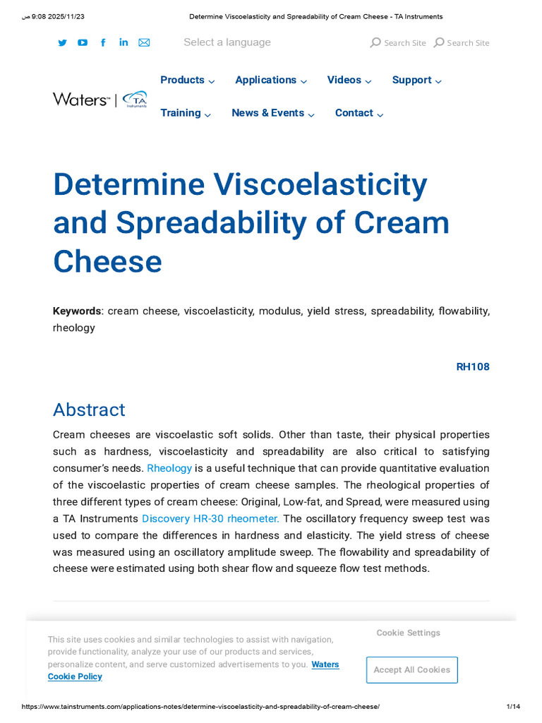 Determine Viscoelasticity and Spreadability of Cream Cheese - TA ...
