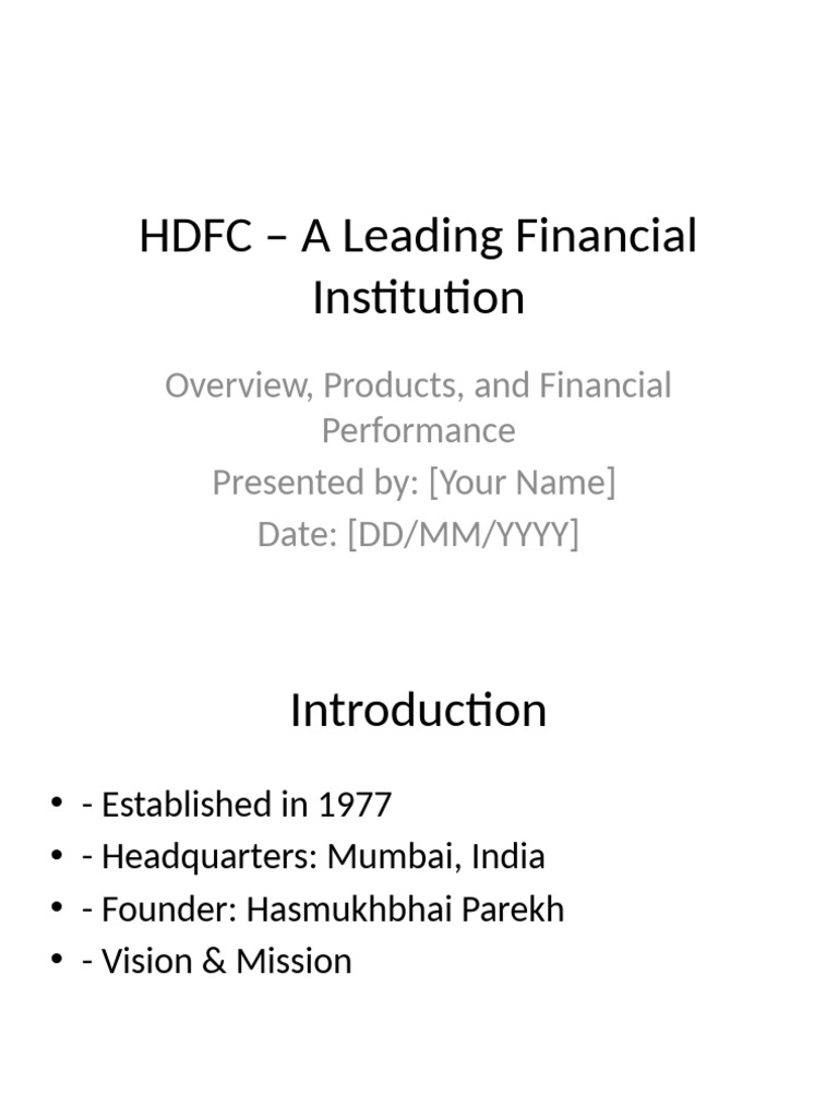 HDFC Presentation | PDF