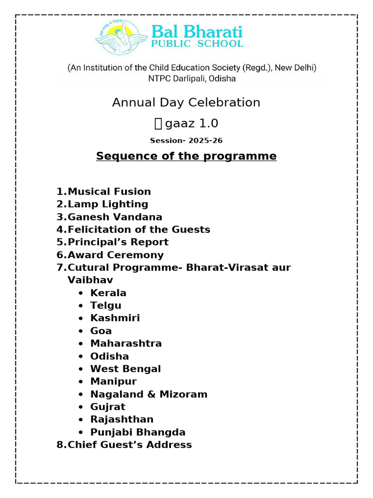 Annual Day Program Sequence | PDF