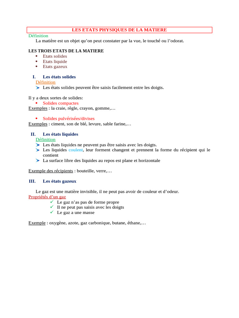 États physiques de la matière et mesures | PDF | Thermomètre | Le volume