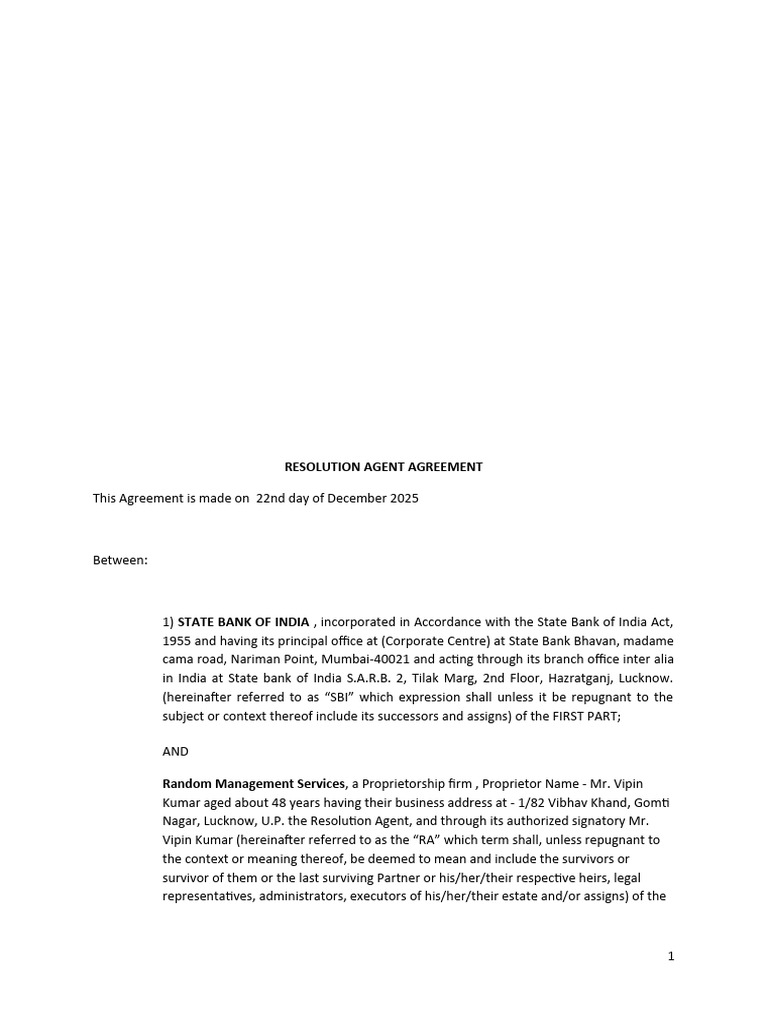 Resolution Agent Agreement Overview | PDF | Indemnity | Breach Of Contract
