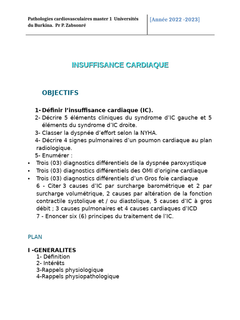 Insuffisance Cardiaque : Concepts et Traitements | PDF | Insuffisance ...