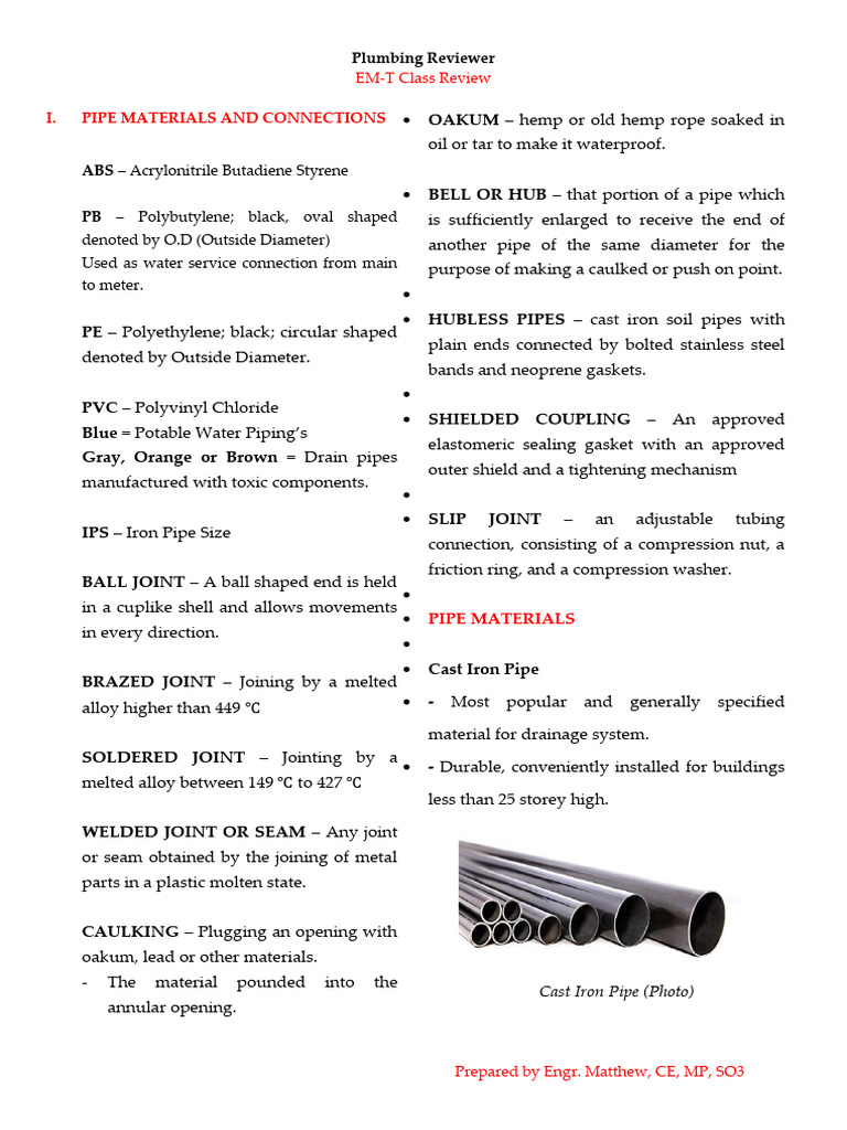 Plumbing Materials and Connections Guide | PDF | Pipe (Fluid Conveyance ...