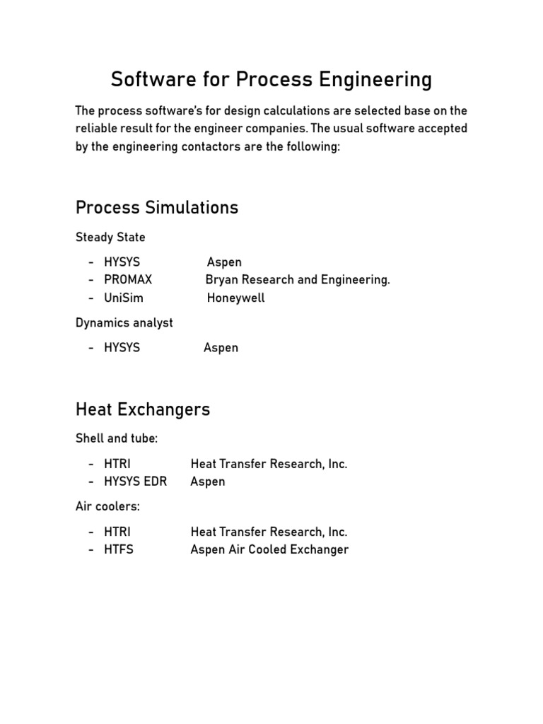 Essential Software for Process Engineering | PDF