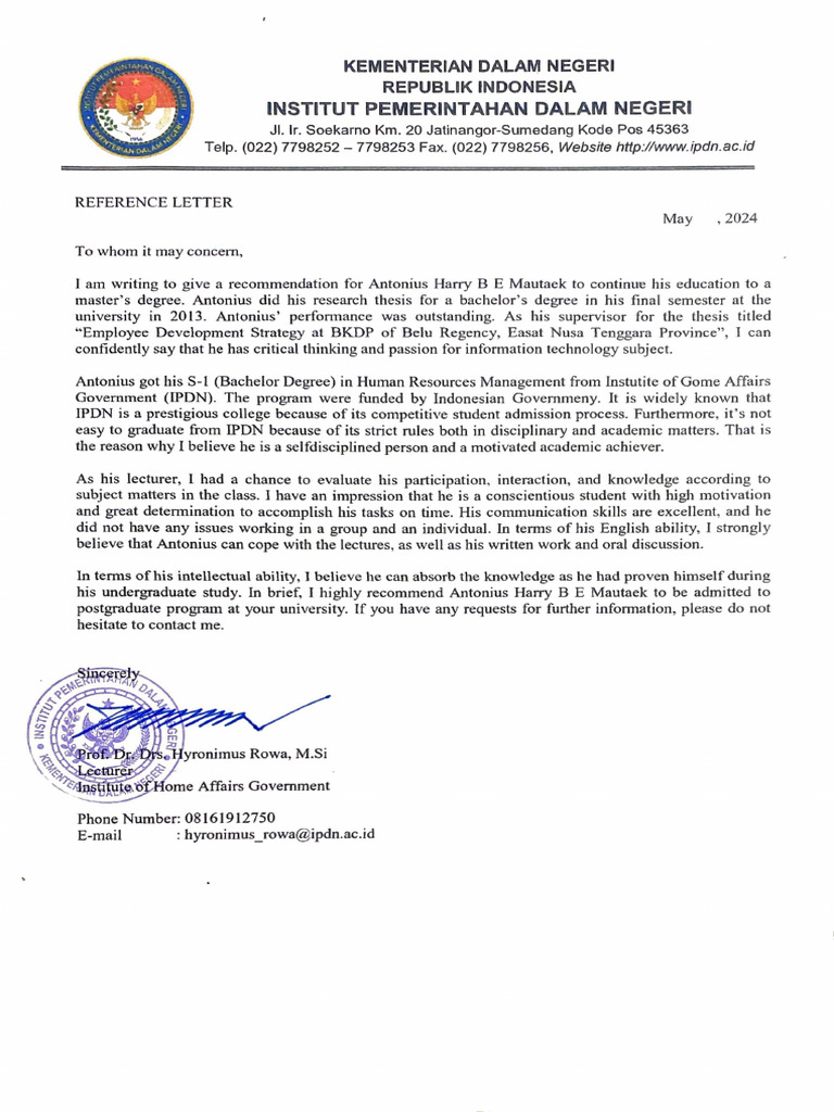 Reference Letter Sample 1 | PDF