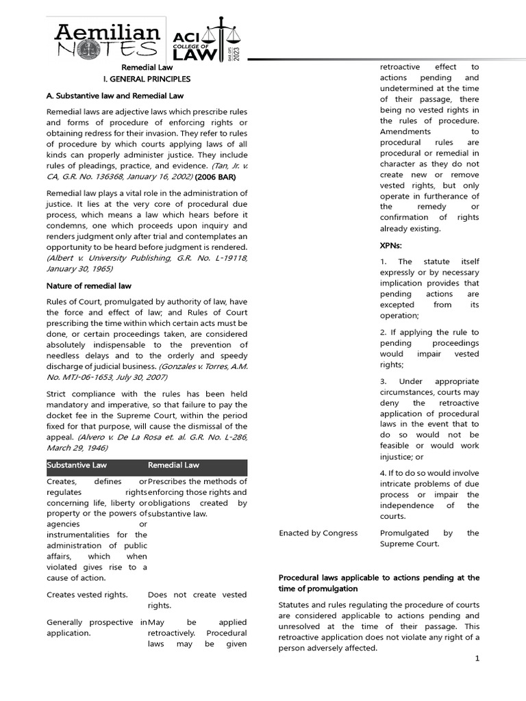 Understanding Remedial Law Principles | PDF | Jurisdiction | Appeal