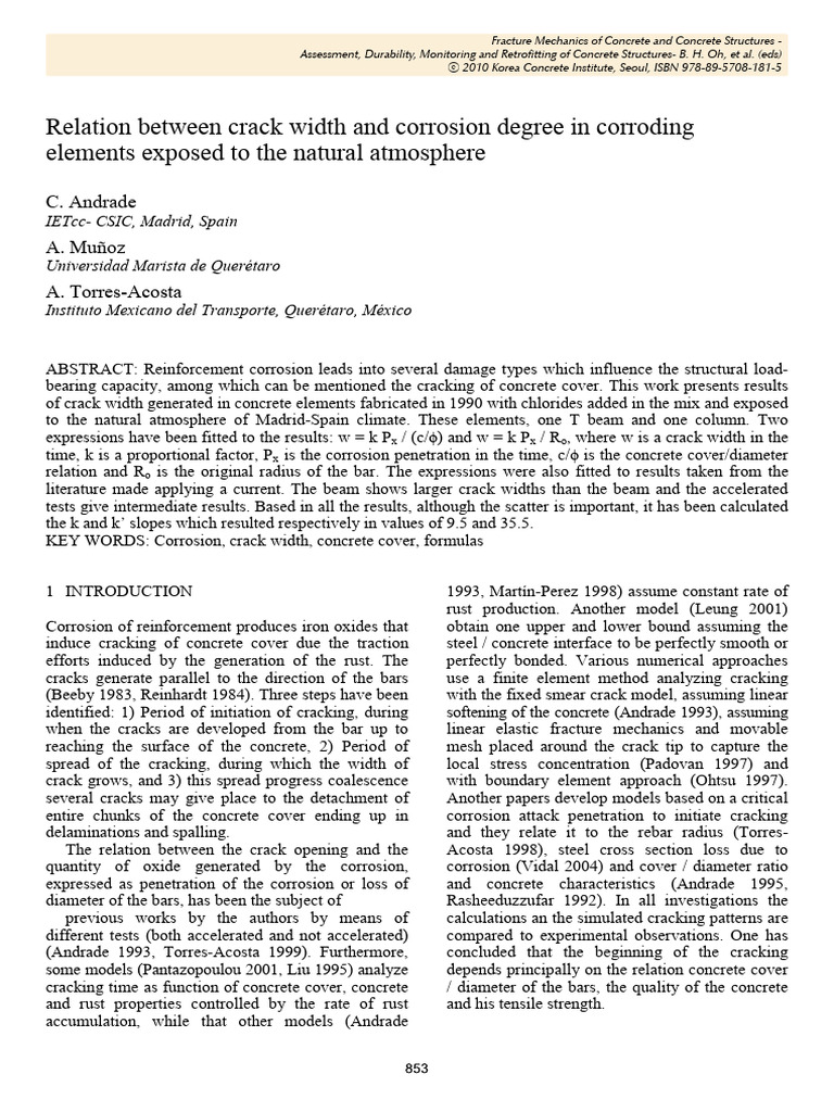 Relation Between Crack Width and Corrosion Degree in Corroding Elements ...