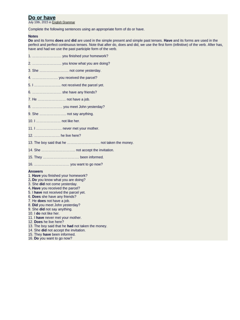 Do or Have | PDF