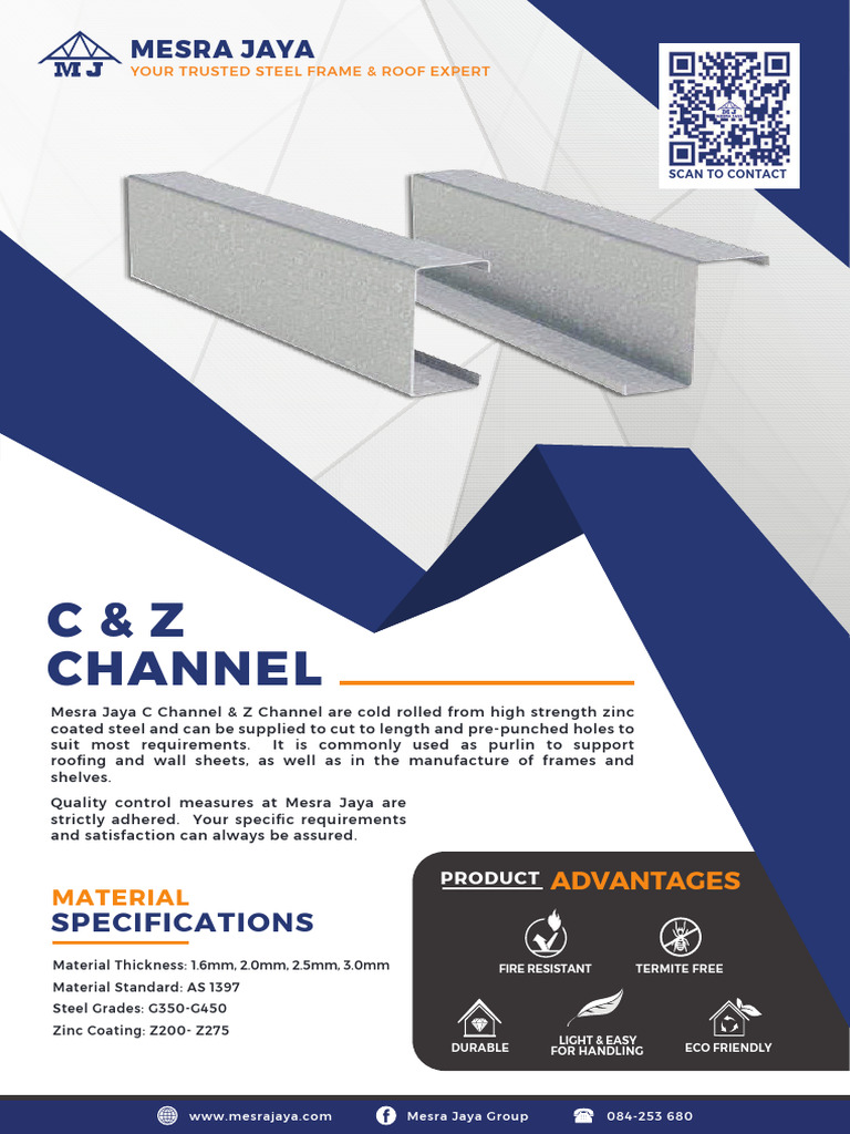 Durable Steel C & Z Channels Guide | PDF | Building Materials | Metals