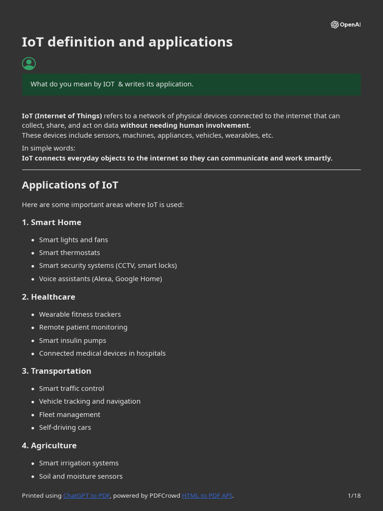 IoT Overview: Definition and Applications | PDF | Internet Of Things ...