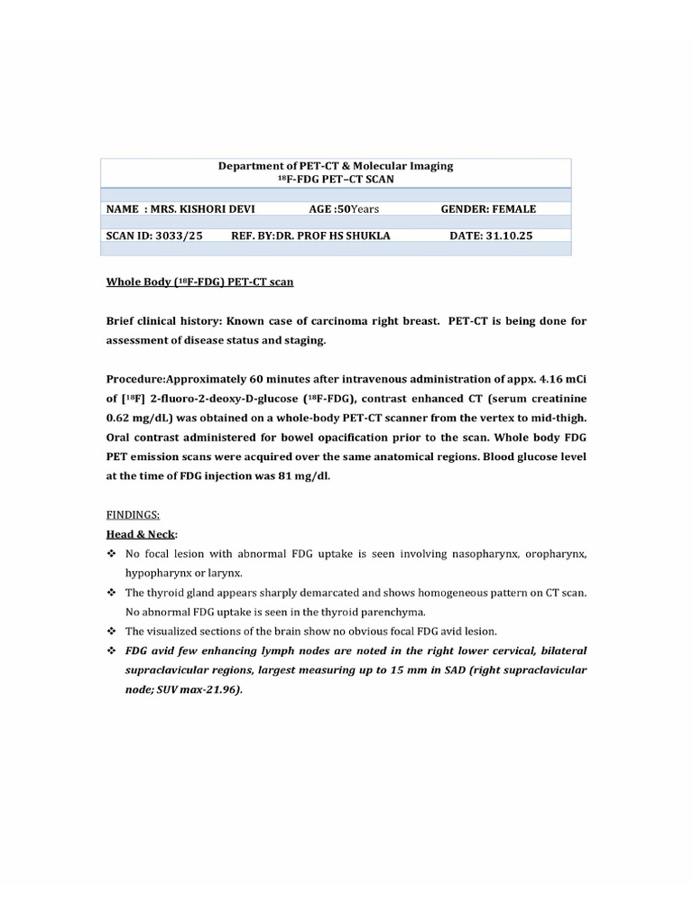 Pet CT Report | PDF