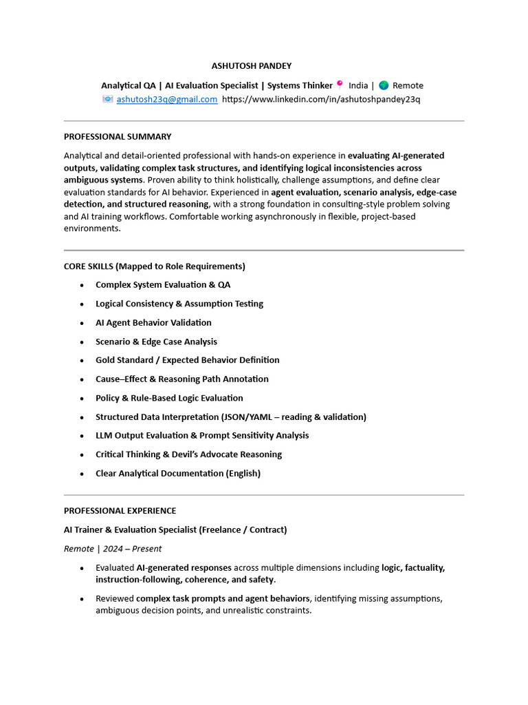 ASHUTOsh Mindrift Resume | PDF | Artificial Intelligence | Intelligence ...