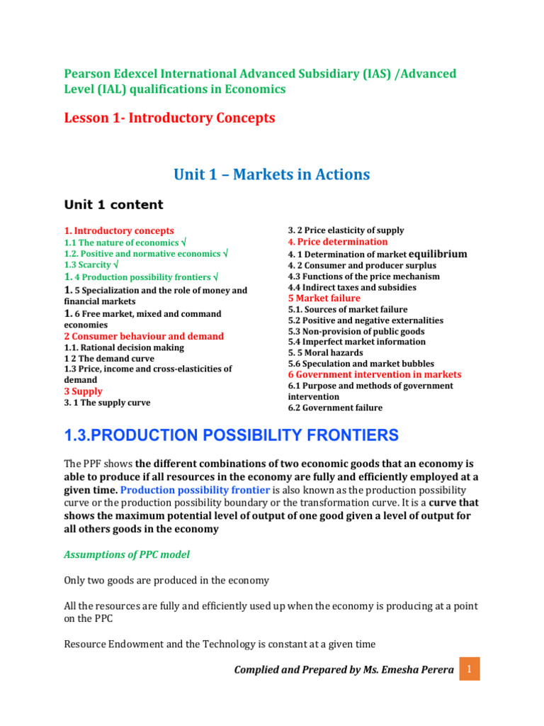 Economics Basics: PPF and Scarcity Concepts | PDF | Economics | Market ...