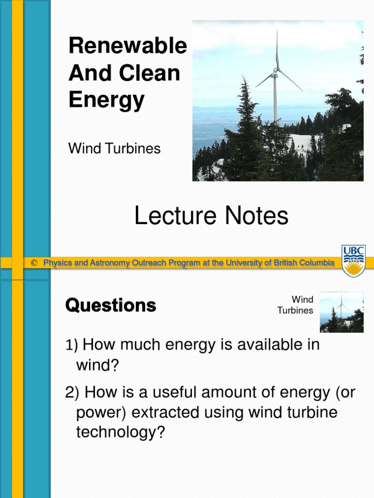 Su Wind Turbines Lecture Notes Pdf Wind Power Wind Turbine