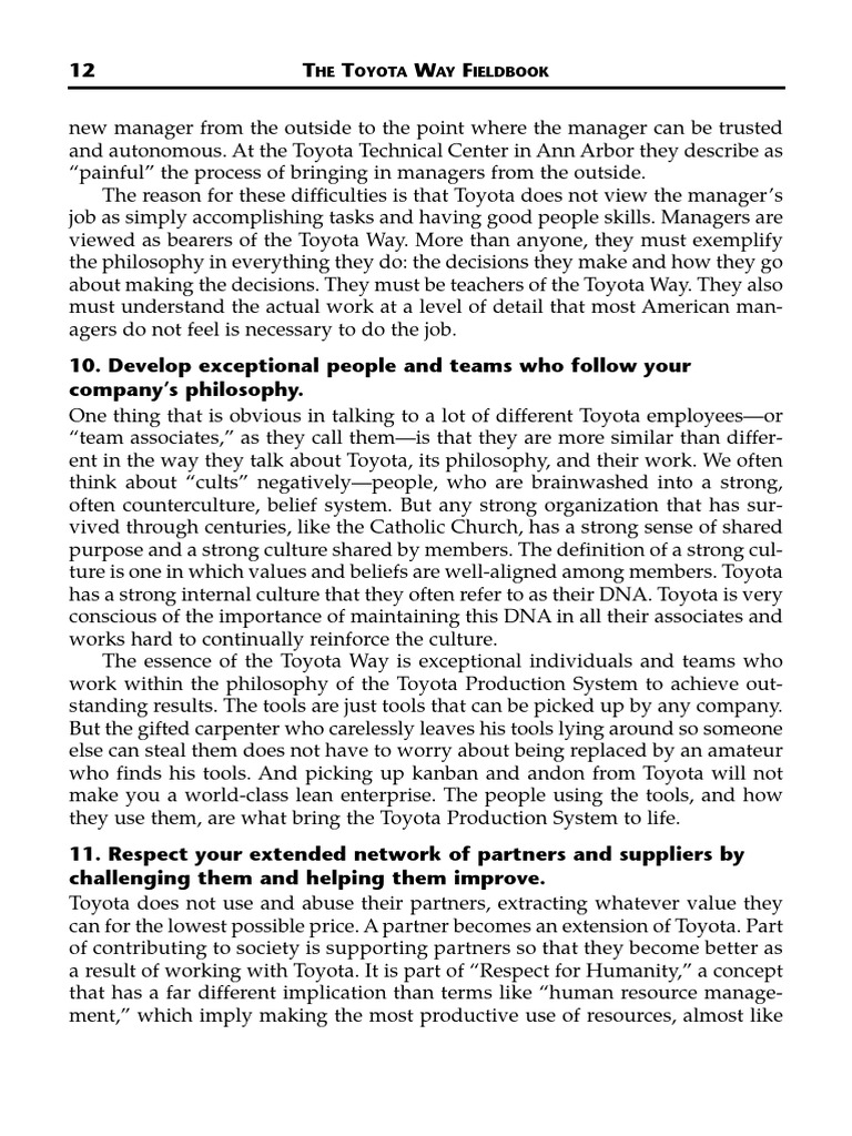 Mastering the Toyota Way for Managers | PDF