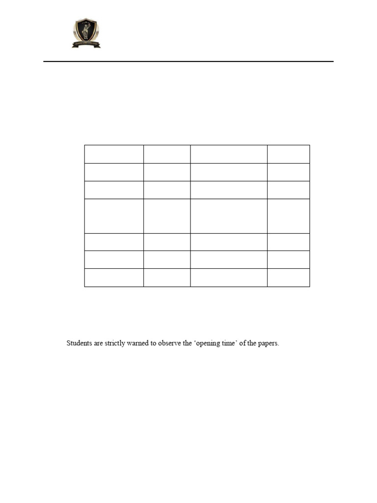 Part I Test Date Sheet | PDF