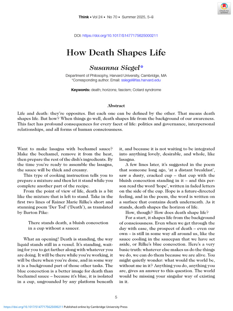 How Death Influences Human Life | PDF