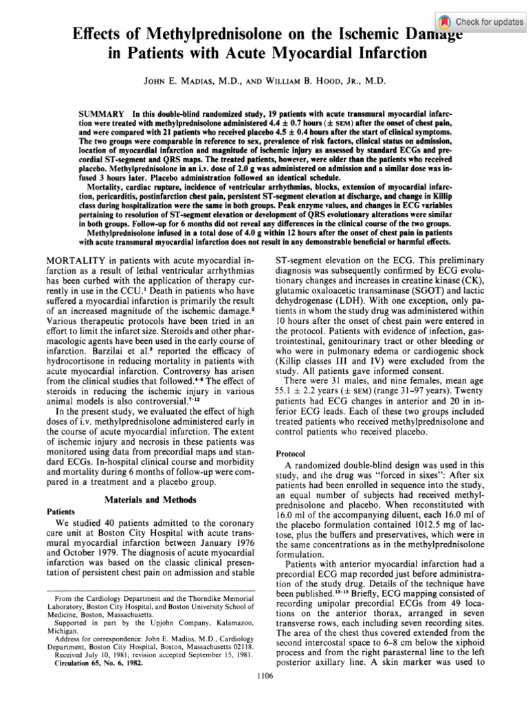 Madias Hood 1982 Effects of Methylprednisolone On The Ischemic Damage ...