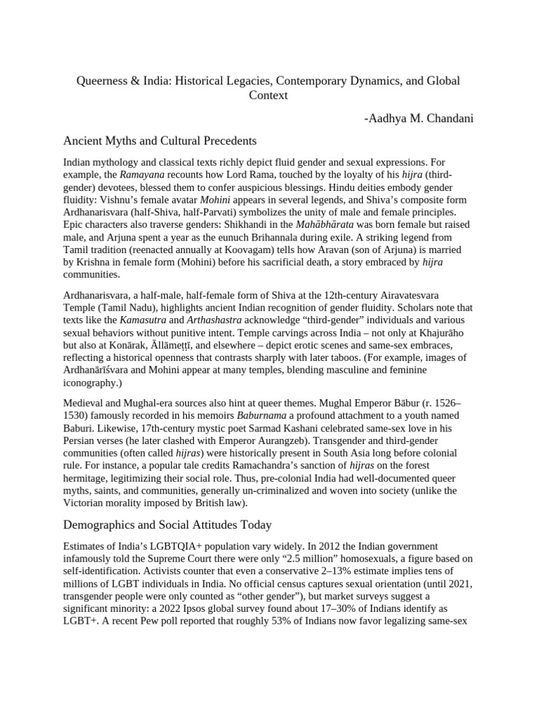 Queerness in India - Historical Legacies, Contemporary Dynamics, and ...