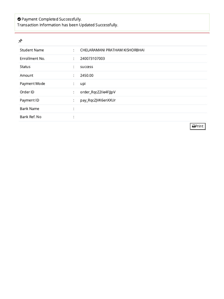 Sem 6 Fee Reciept | PDF