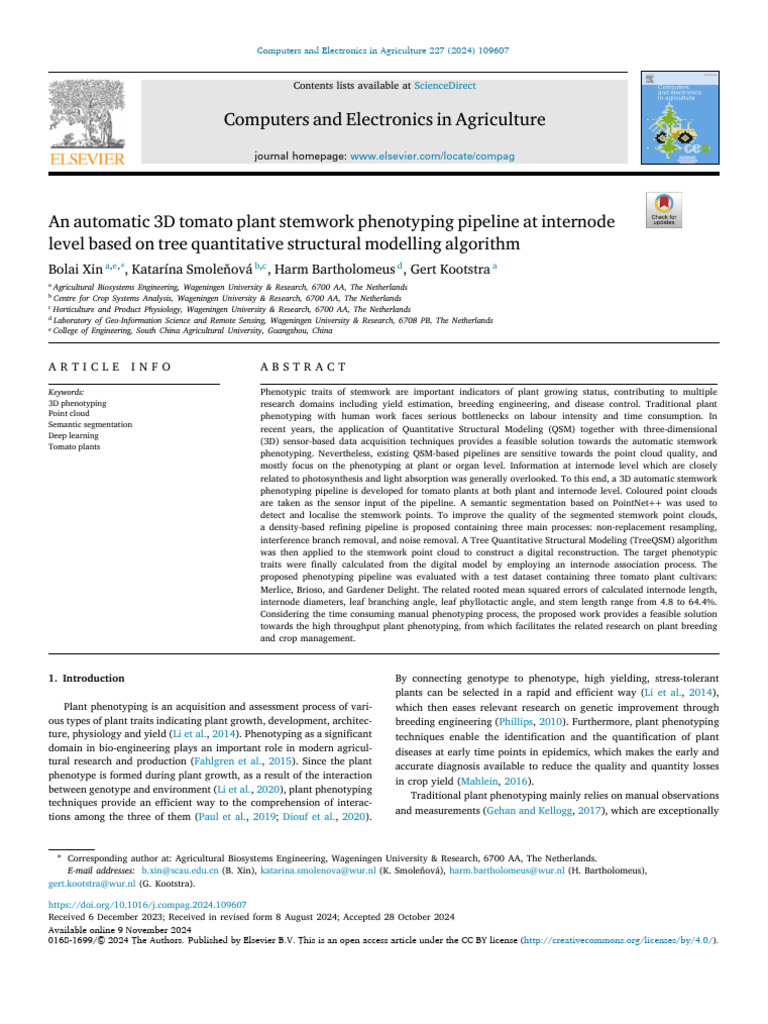 An Automatic 3D Tomato Plant Stemwork Phenotyping Pipel 2024 Computers ...