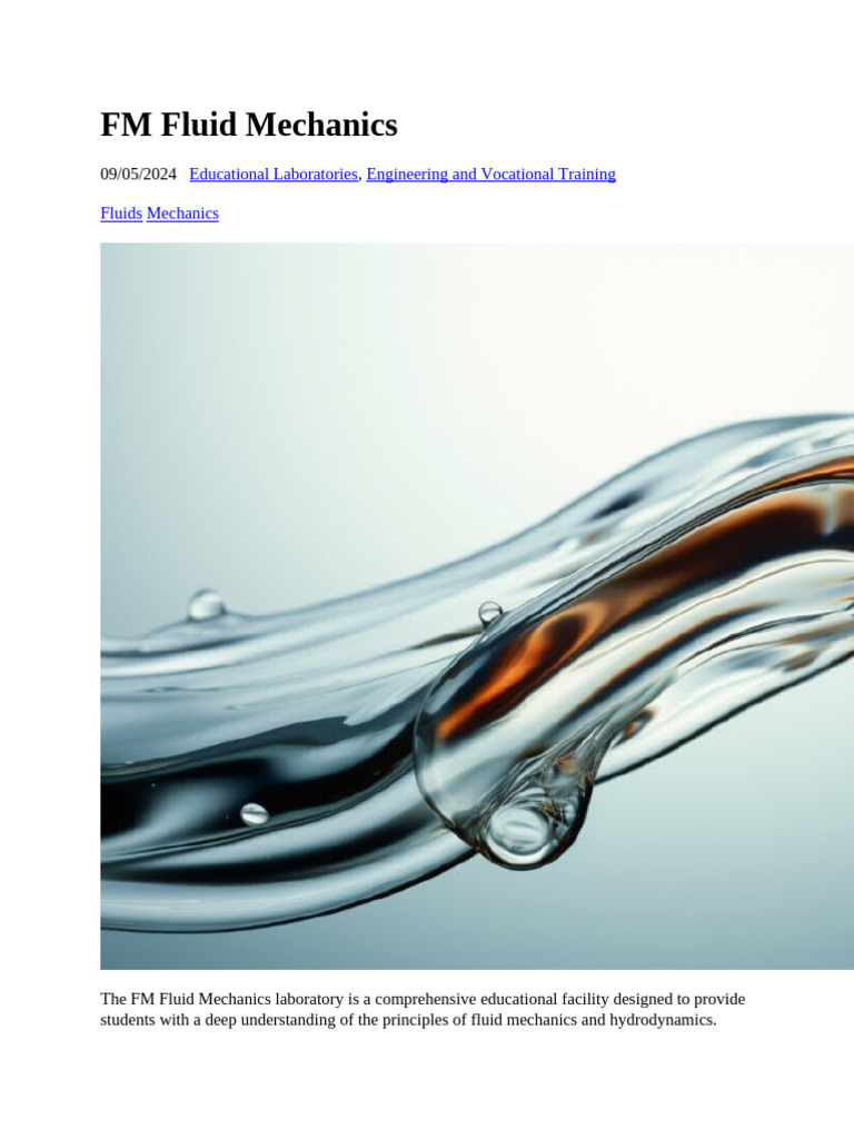 Fluid Mechanics Laboratory Overview | PDF | Viscosity | Liquids