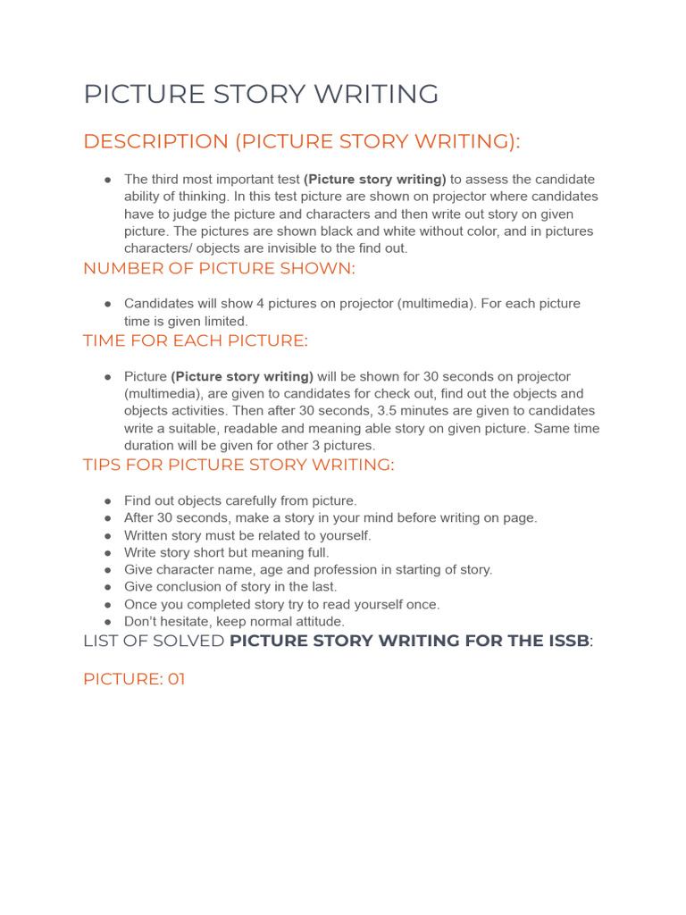 Picture Story Writing Guide and Tips | PDF