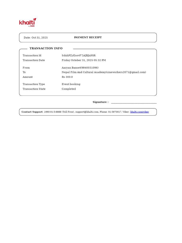 Payment Receipt for Event Booking | PDF