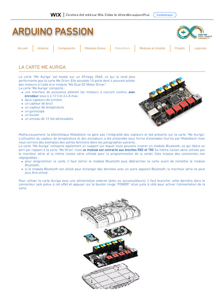 Guide sur la carte Me Auriga Arduino | PDF | Arduino | Bluetooth