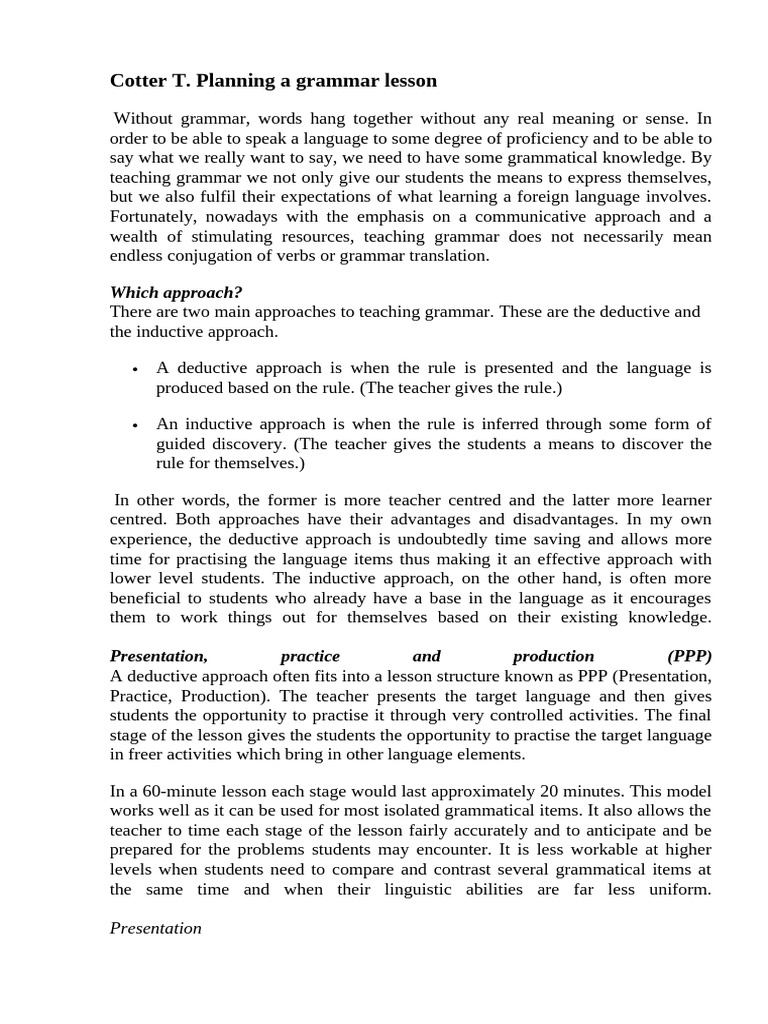 Effective Grammar Lesson Planning | PDF | Learning | Linguistics