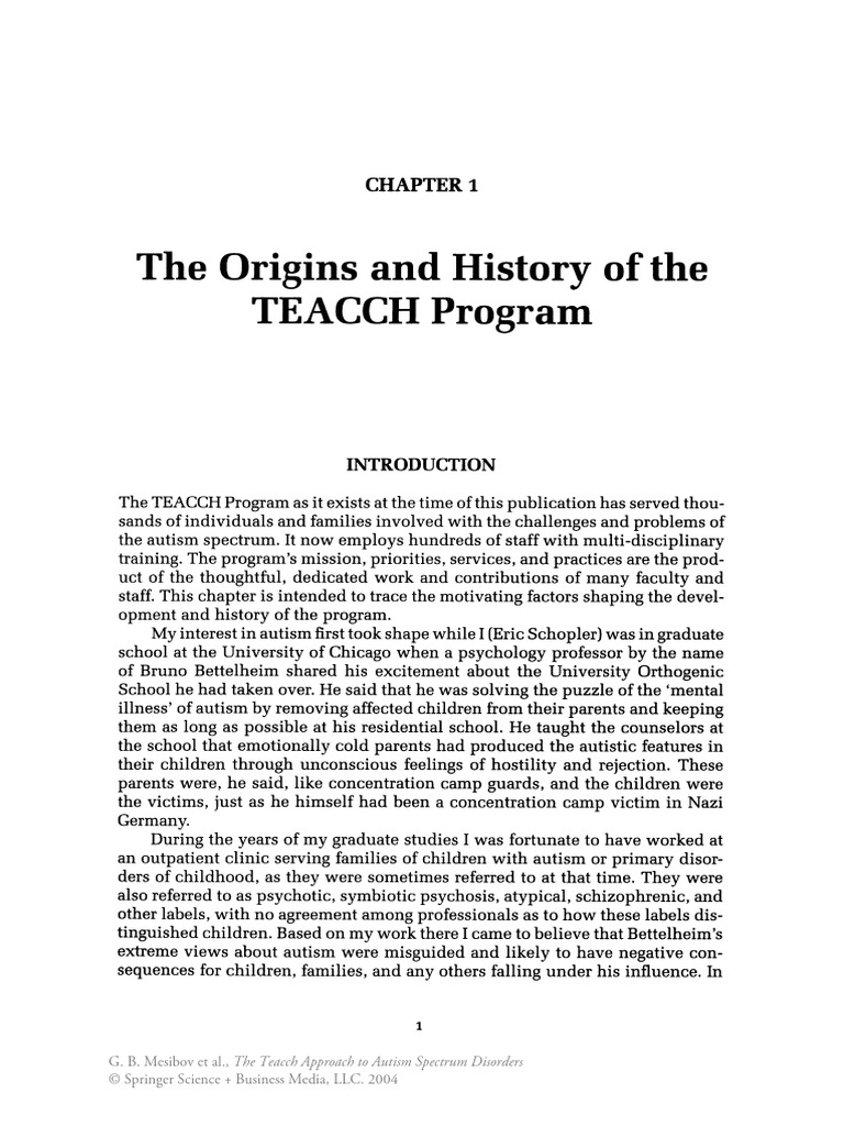 History of the TEACCH Program | PDF | Autism | Perception
