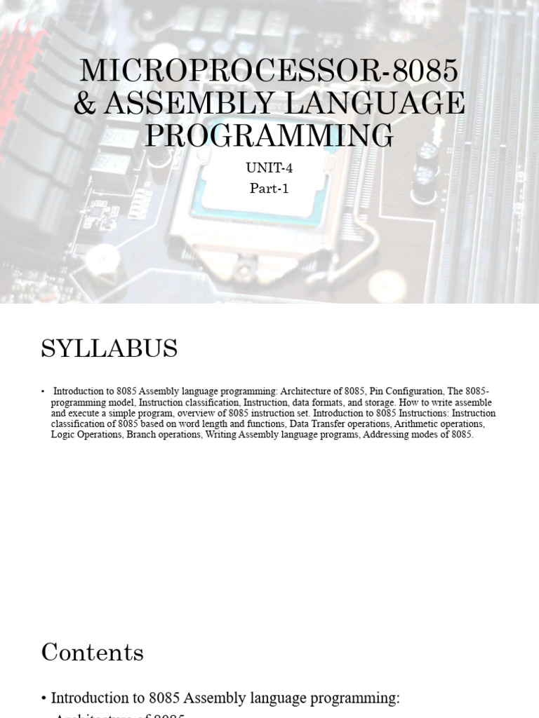 8085 Microprocessor Assembly Overview | PDF | Central Processing Unit ...