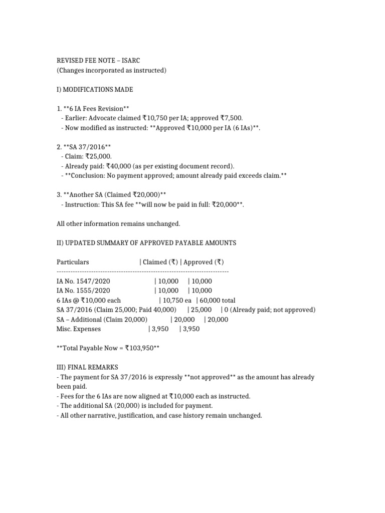Revised ISARC Fee Note | PDF