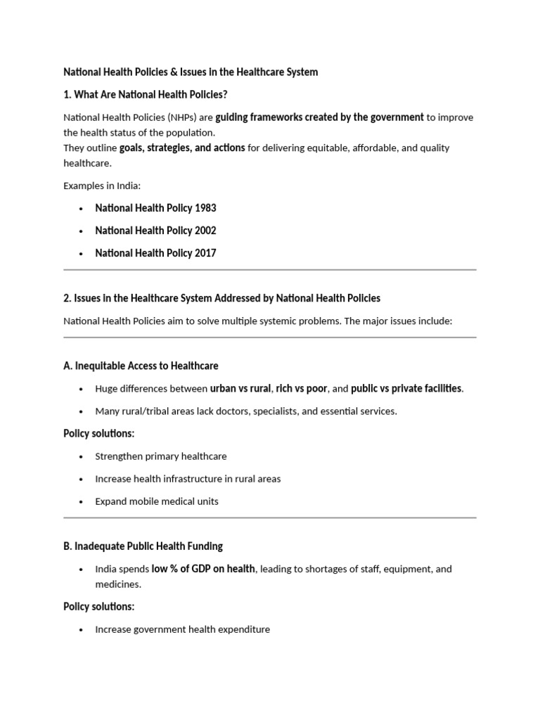 National Health Policies 20-Nov-25 | PDF | Health Policy | Health Care
