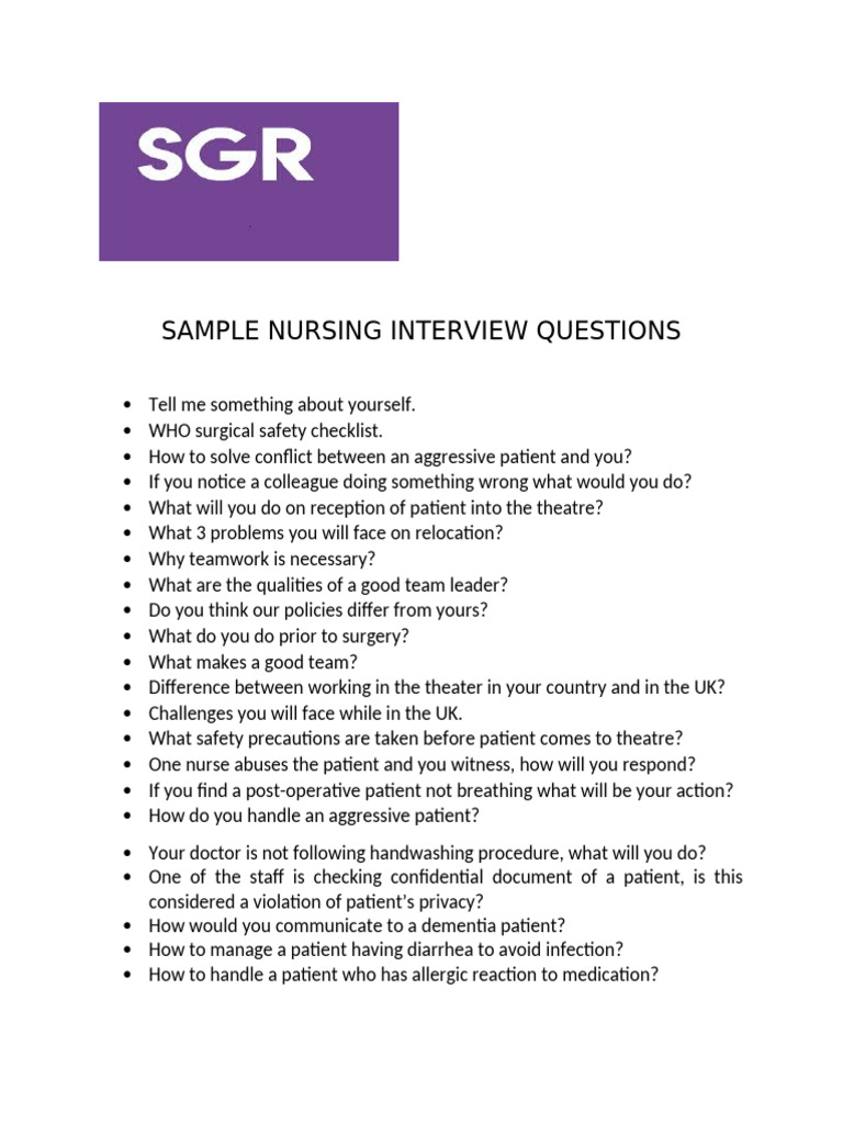 Essential Nursing Interview Questions | PDF | Nursing | Allergy