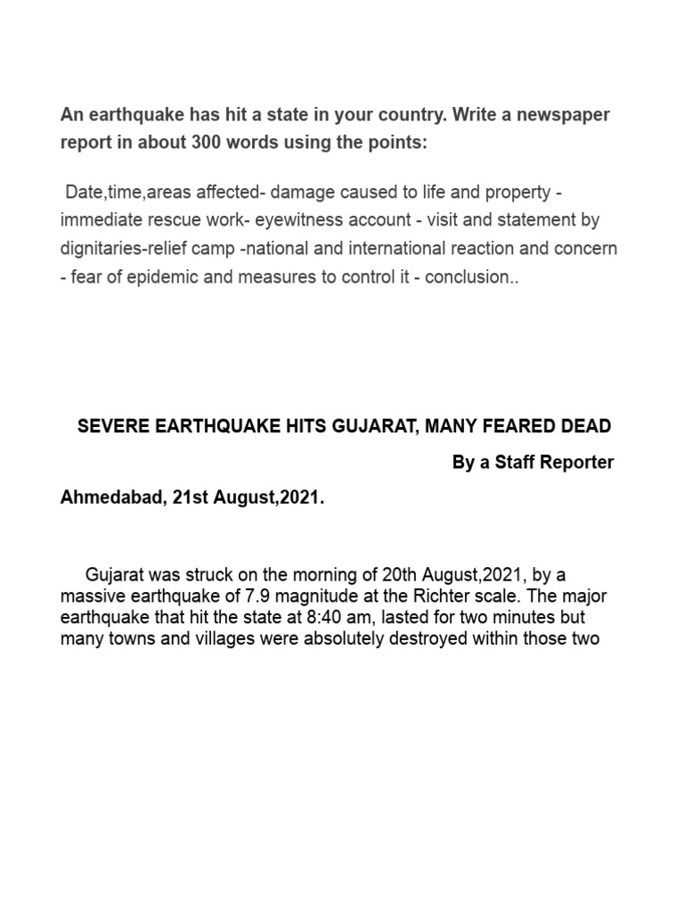 Gujarat Earthquake Report: Casualties and Response | PDF | Natural ...
