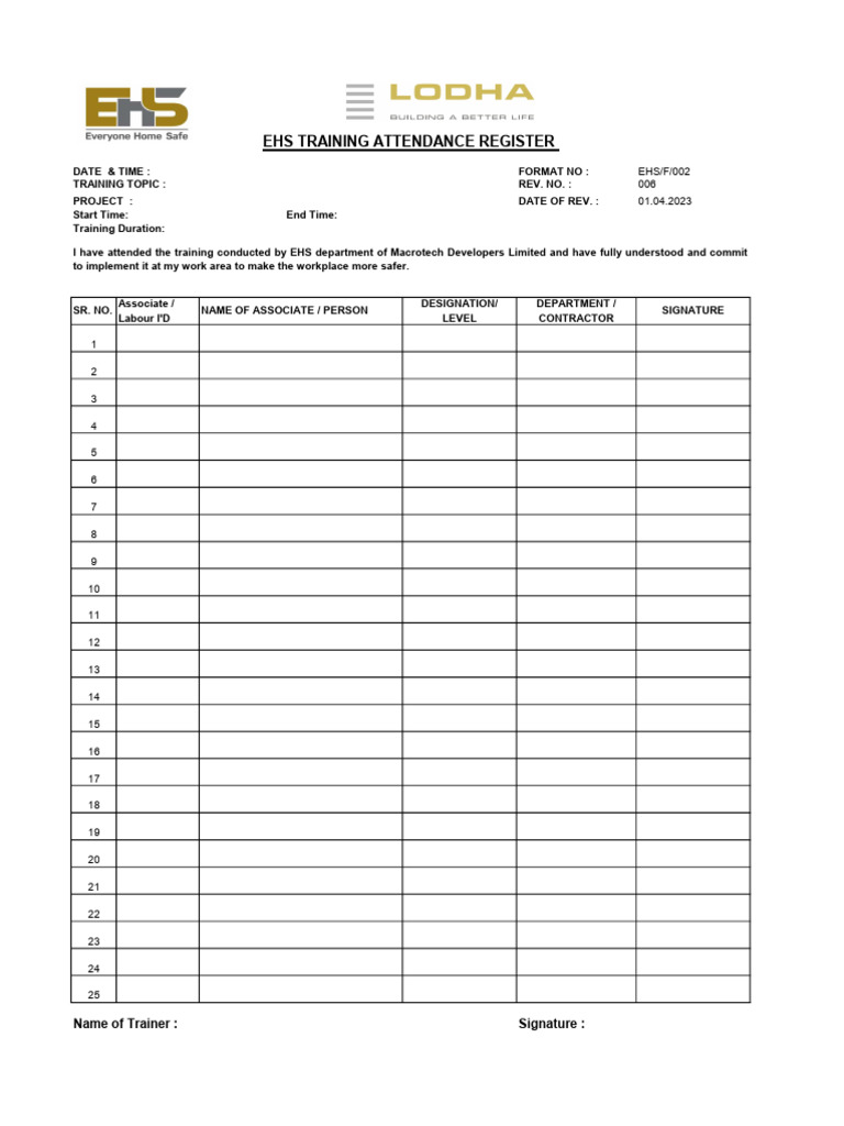 Training Attendance Sheet-30.09.2024 | PDF