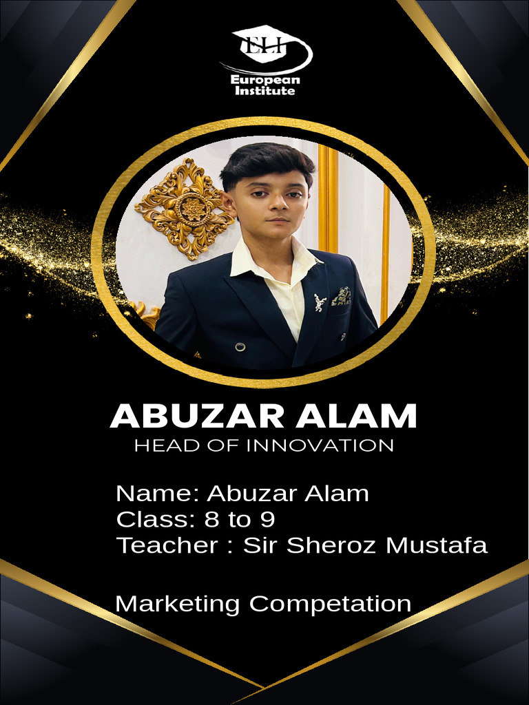 Black and Gold Luxury ID Card ABUZAR ALAM | PDF