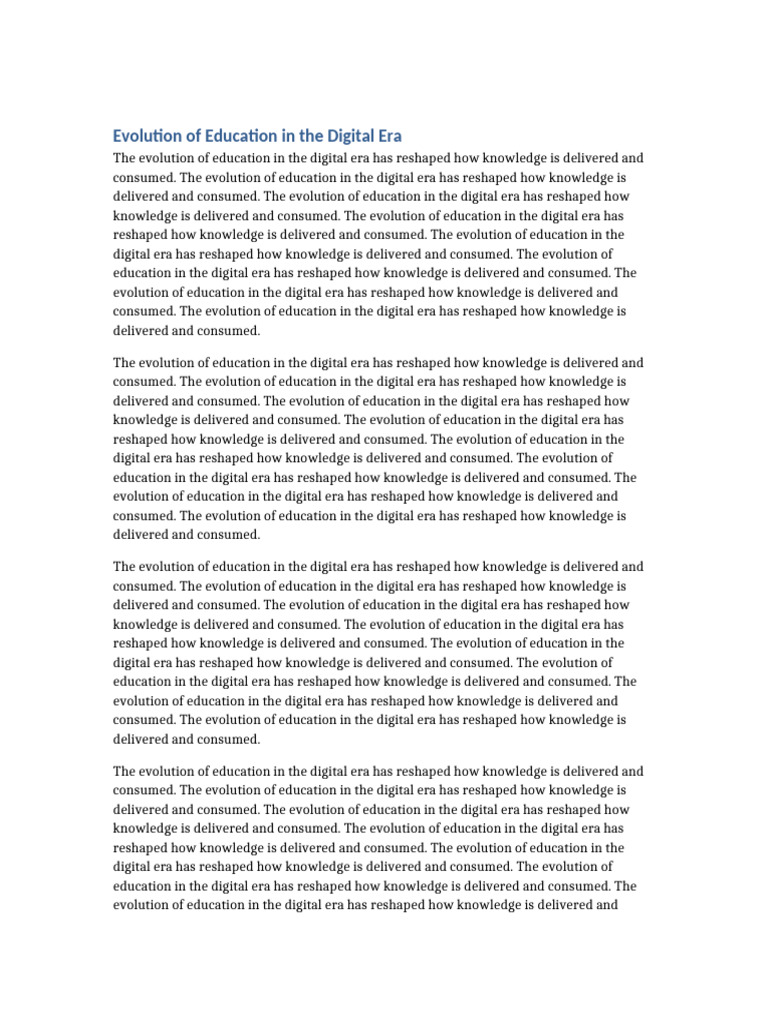 Digital Era Education Evolution | PDF