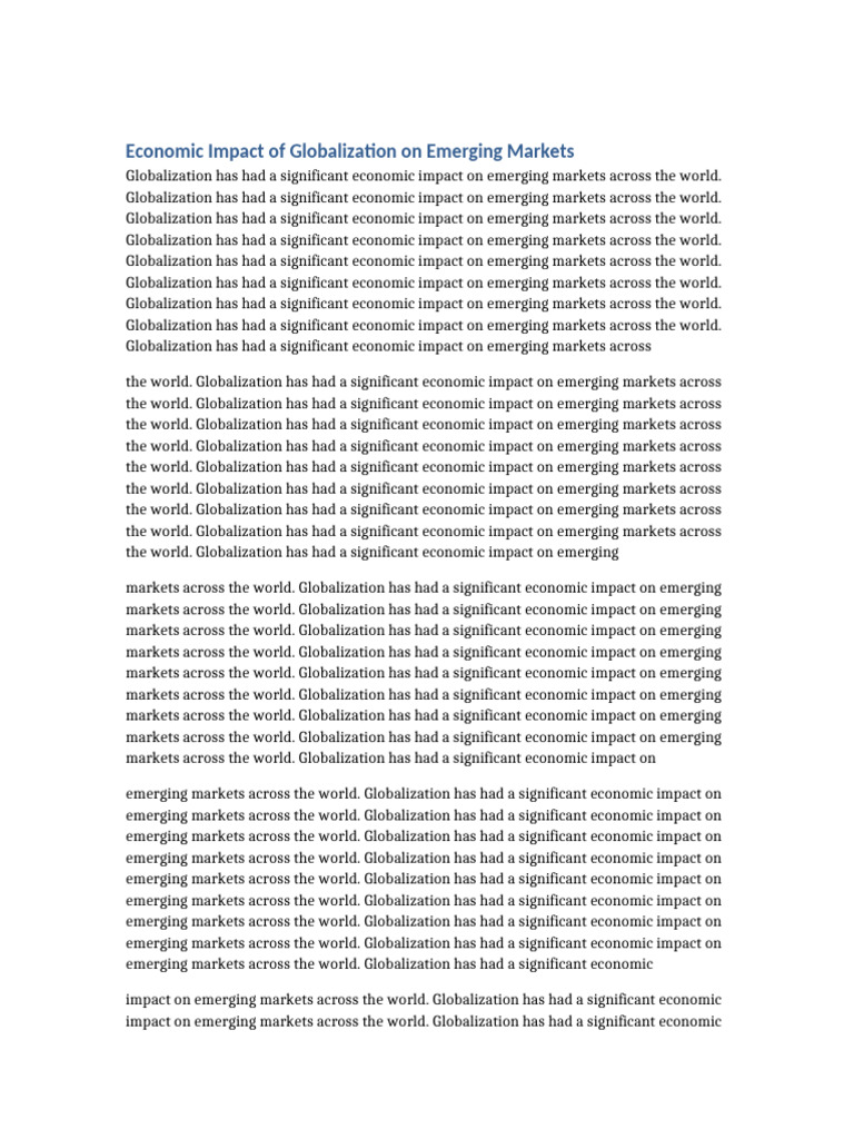 Economic Effects of Globalization on Emerging Markets | PDF | Business ...