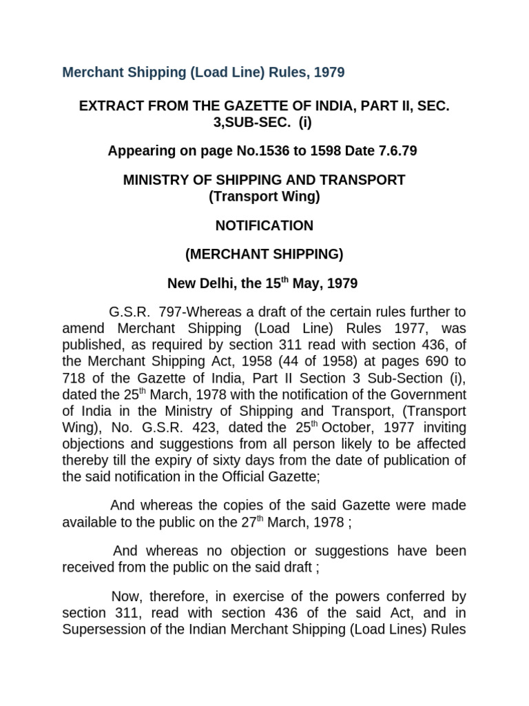 Merchant Shipping Load Line Rules 1979 | PDF | Deck (Ship) | Heavy Industry