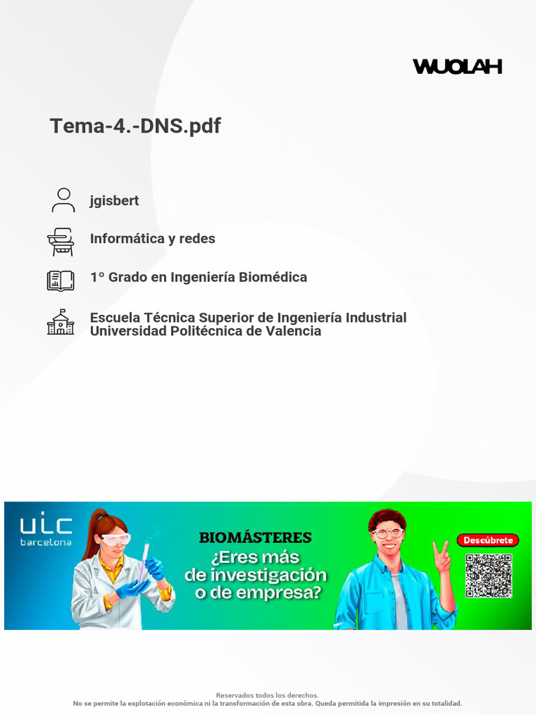 Tema 4. DNS PDF | PDF | sistema de nombres de dominio | Protocolos de ...