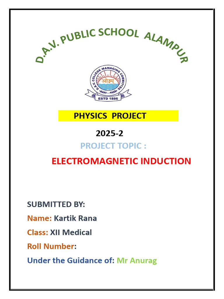 Electromagnetic Induction Project 2025-26 | PDF