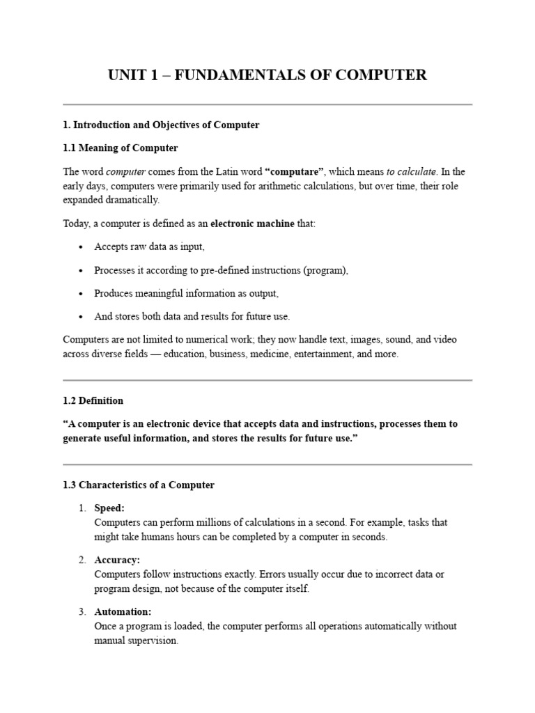 Computer Fundamentals Overview | PDF | Operating System | Computer Network