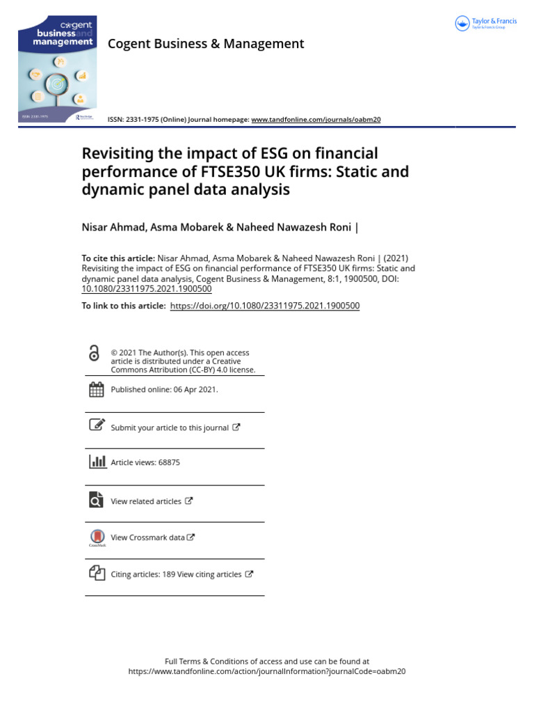 ESG Impact on FTSE350 Financial Performance | PDF | Corporate Social ...