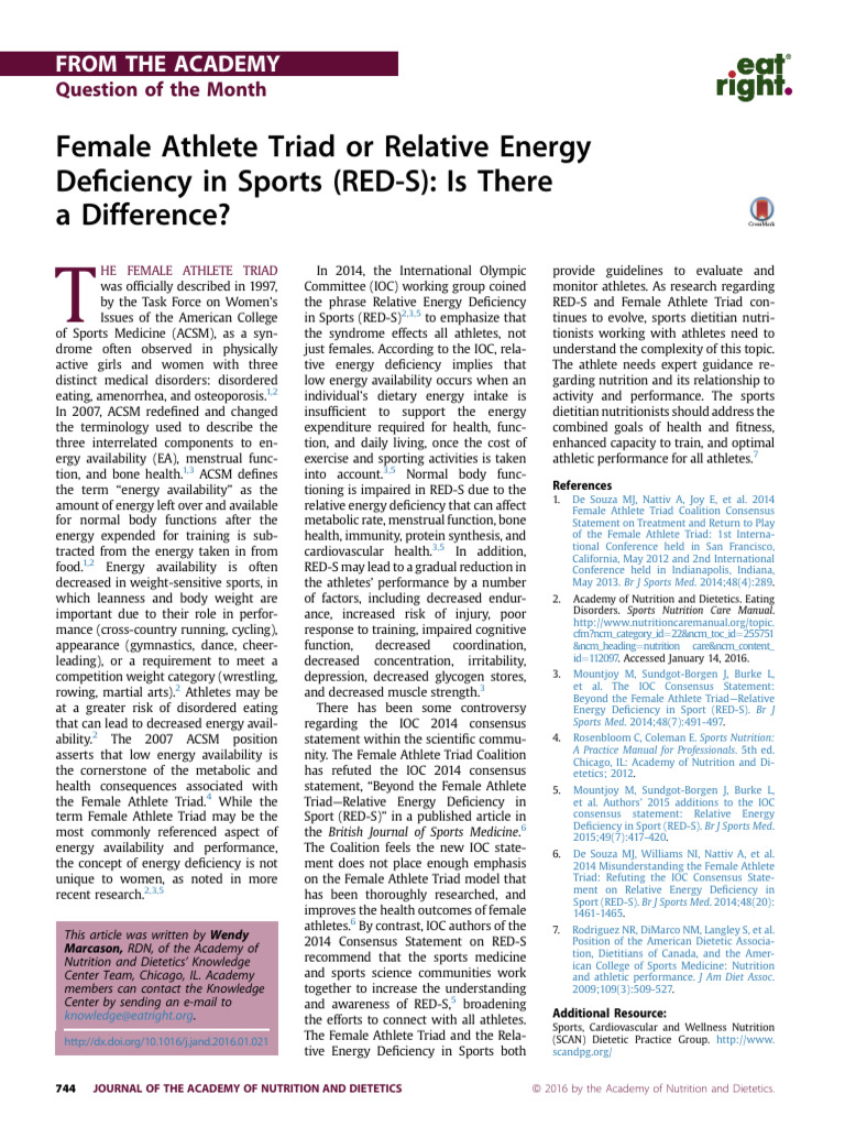6-Female Athlete Triad or Relative Energy Deficiency in Sports (RED-S ...