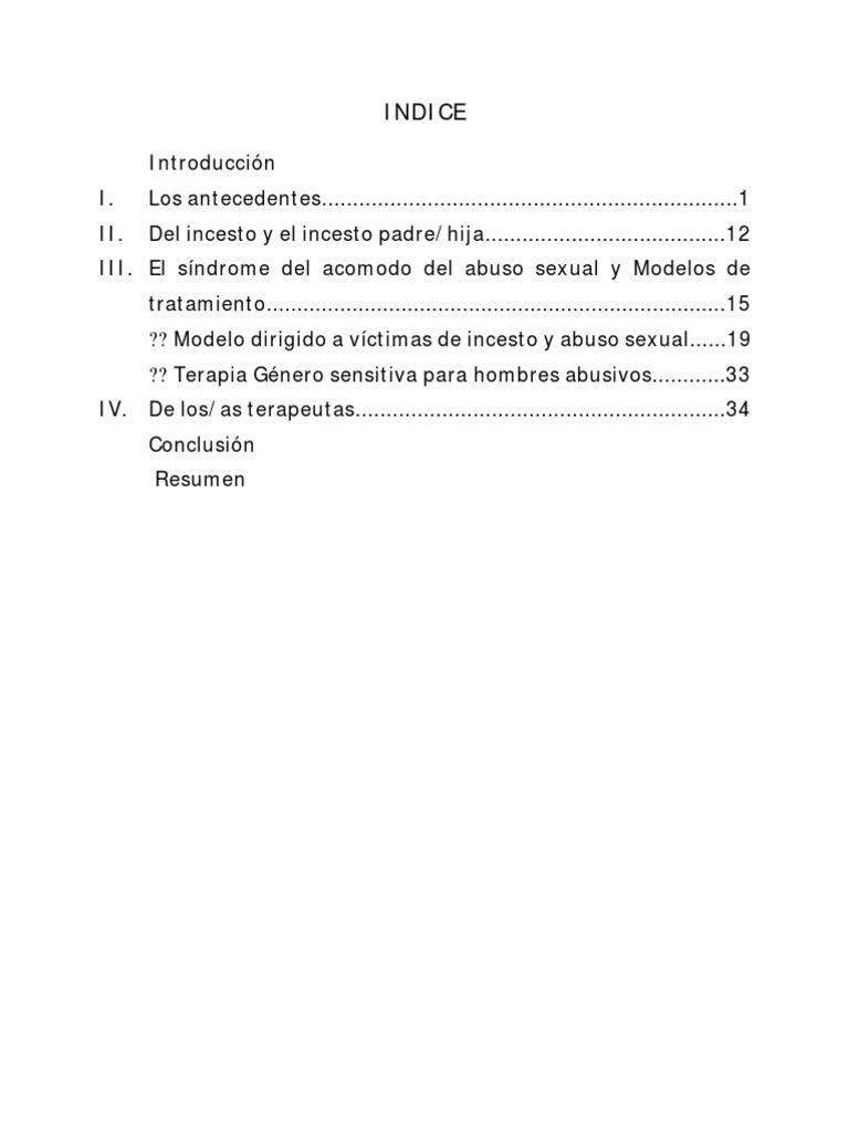 El Incesto Padre Hija | PDF | Trauma psicólogico | Incesto