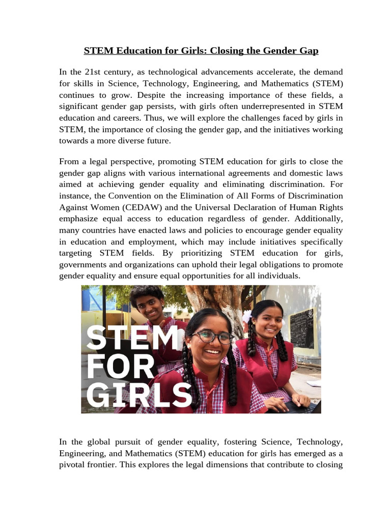 STEM Education For Girls Article | PDF | Science, Technology ...