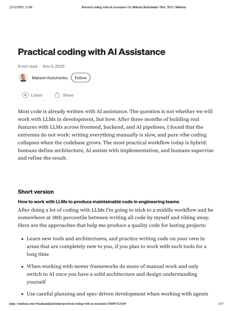 AI-Assisted Coding Best Practices | PDF | Artificial Intelligence ...